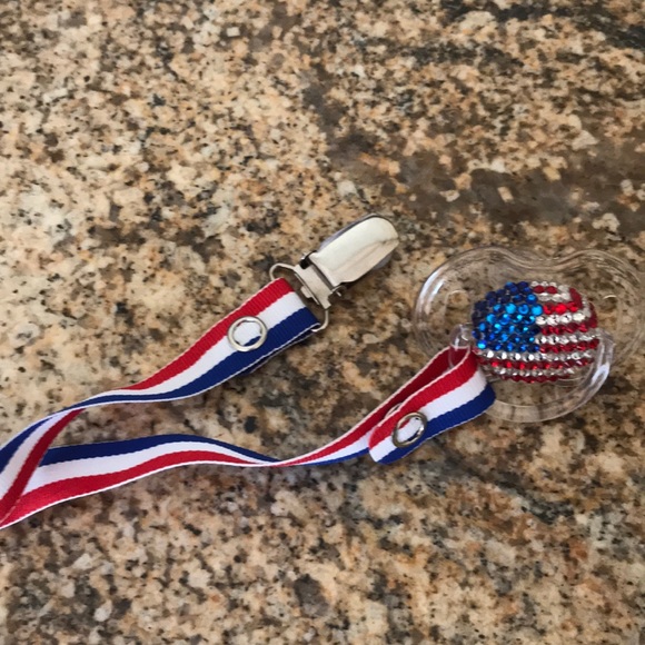 Avent | Other | American Flag Diamond Studded Pacifier Clip | Poshmark